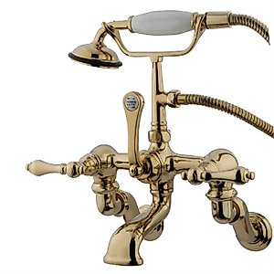 Bestway Store Elements of Design DT4572AL Hot Springs Wall Mount Clawfoot Tub Filler with Hand Shower, Polished Brass