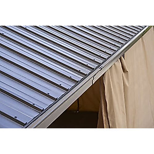 DHPM 12 * 20 FT Hardtop Gazebo with Steel Outdoor Gazebo Canopy Double Vented Roof Pergolas Aluminum Frame with Curtains for Garden,Patio,Lawns,Parties