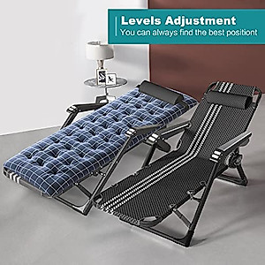LILYPELLE Folding Outside Chaise Lounge Chair with Mattress, 5 Position Adjustable Patio Folding Lounge Chair Reclining Chairs Perfect for Outside, Sunbathing, Camping, Pool, Beach, Patio