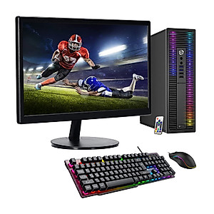HP Custom Built RGB Lights PC with 24 Inch Monitor ProDesk Desktop Computer Intel Core i5 6500 Quad-Core Processor GeForce 1030 2GB 16GB RAM 256GB SSD Win 10 Pro Gaming Keyboard & Mouse (Renewed)