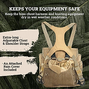 XL Binocular Harness Chest Pack | Bino Harness with Rangefinder Pouch | Chest Rig Harness with Tactical Gear Molle Binocular Chest Harness | Binoculars Hiking Pack | Range Finder Hunting Pack