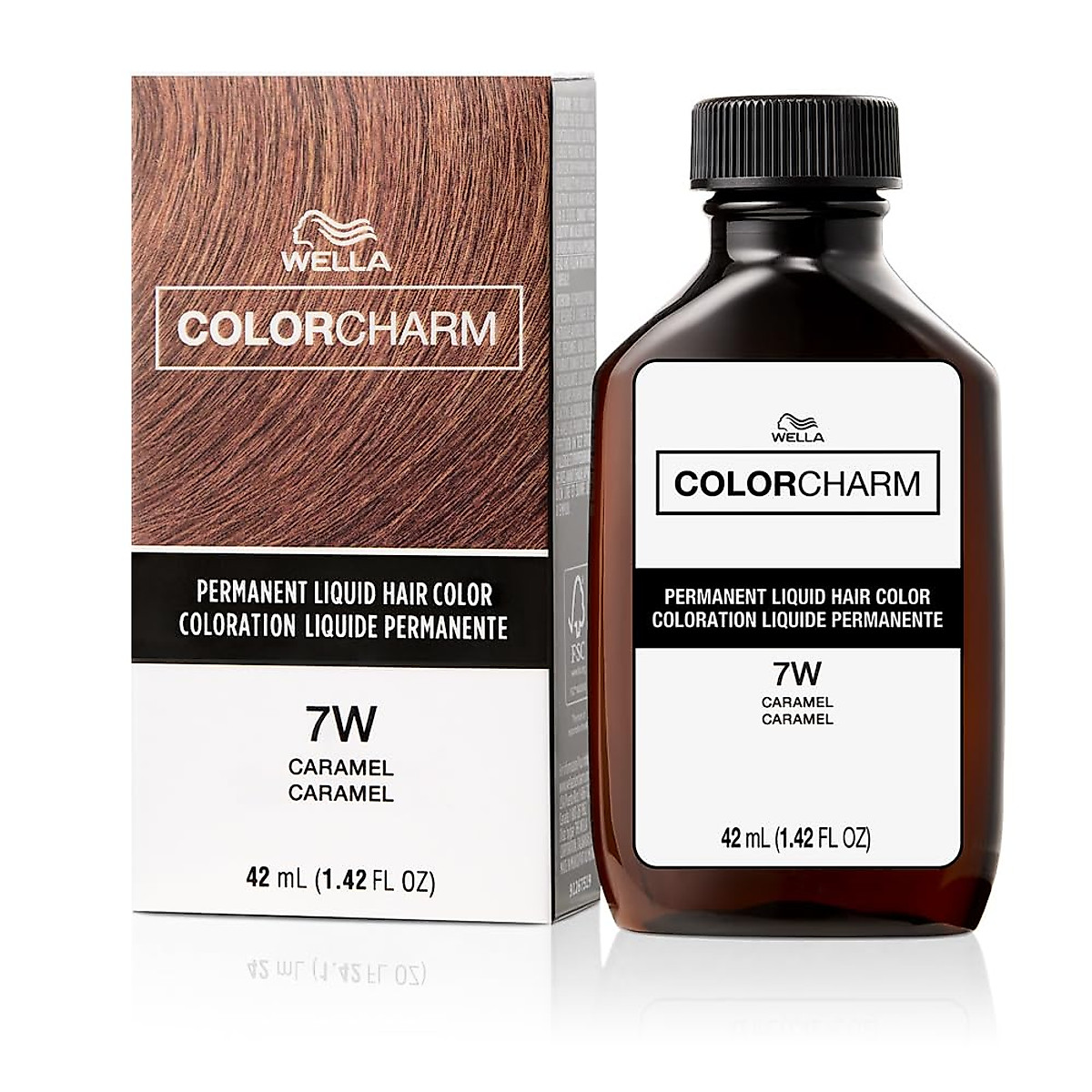 COLORCHARM Permanent Liquid Hair Color for Gray Coverage| 7W Caramel | 1.4 Fl Oz