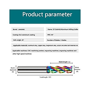 JIANXING 1/8" Extra Long Carbide Square End Mill for Aluminum, Copper Alloy, Plastic, 3" Overall Length End Mill Bits, 3 Flute HRC 55 Deg DLC Coating, CNC Router Bits (1 Pieces)