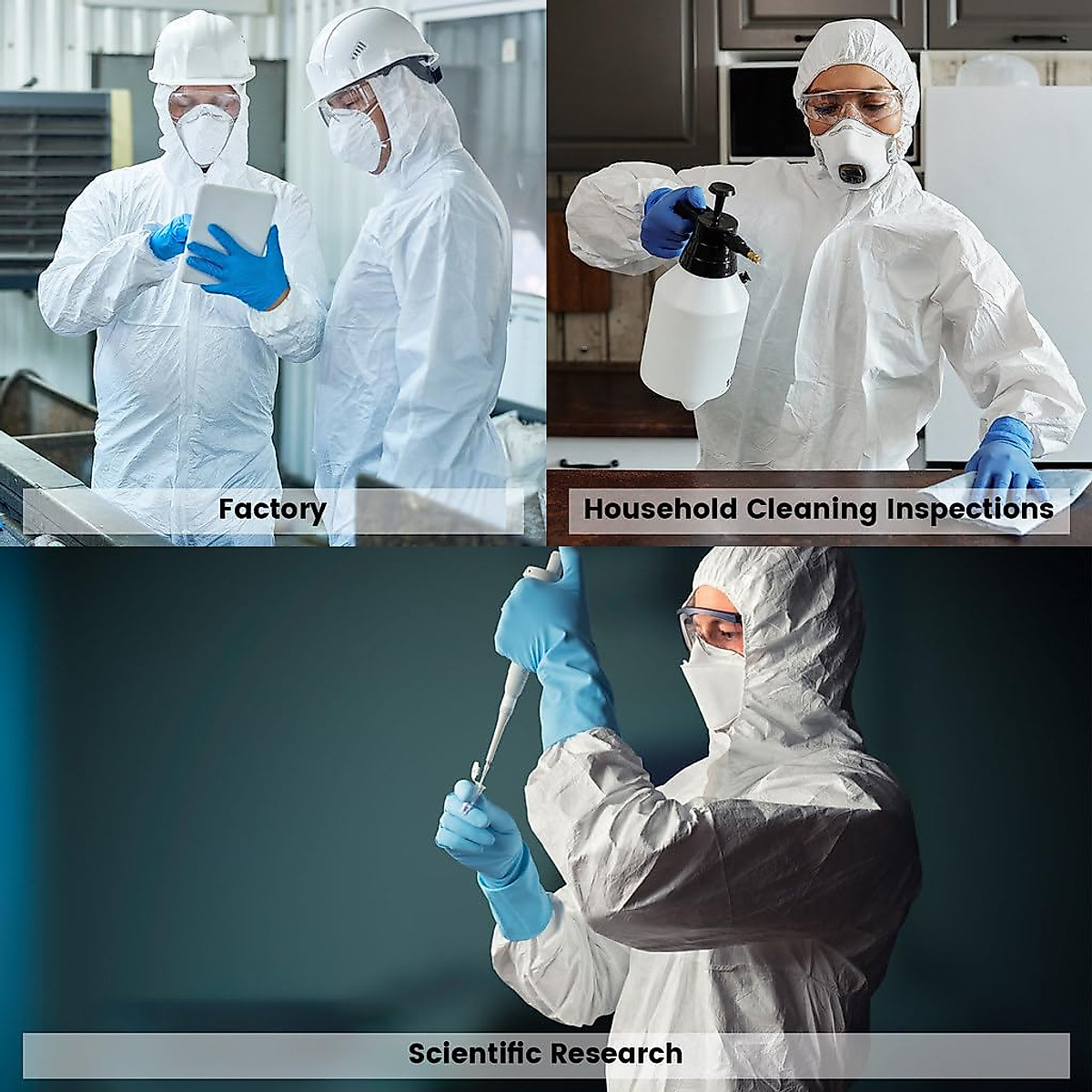 YIBER Hazmat Suits Disposable - Available in 7 sizes and 4 packaging specifications - Disposable Coveralls Suits Pressed From PPSB & PE Film