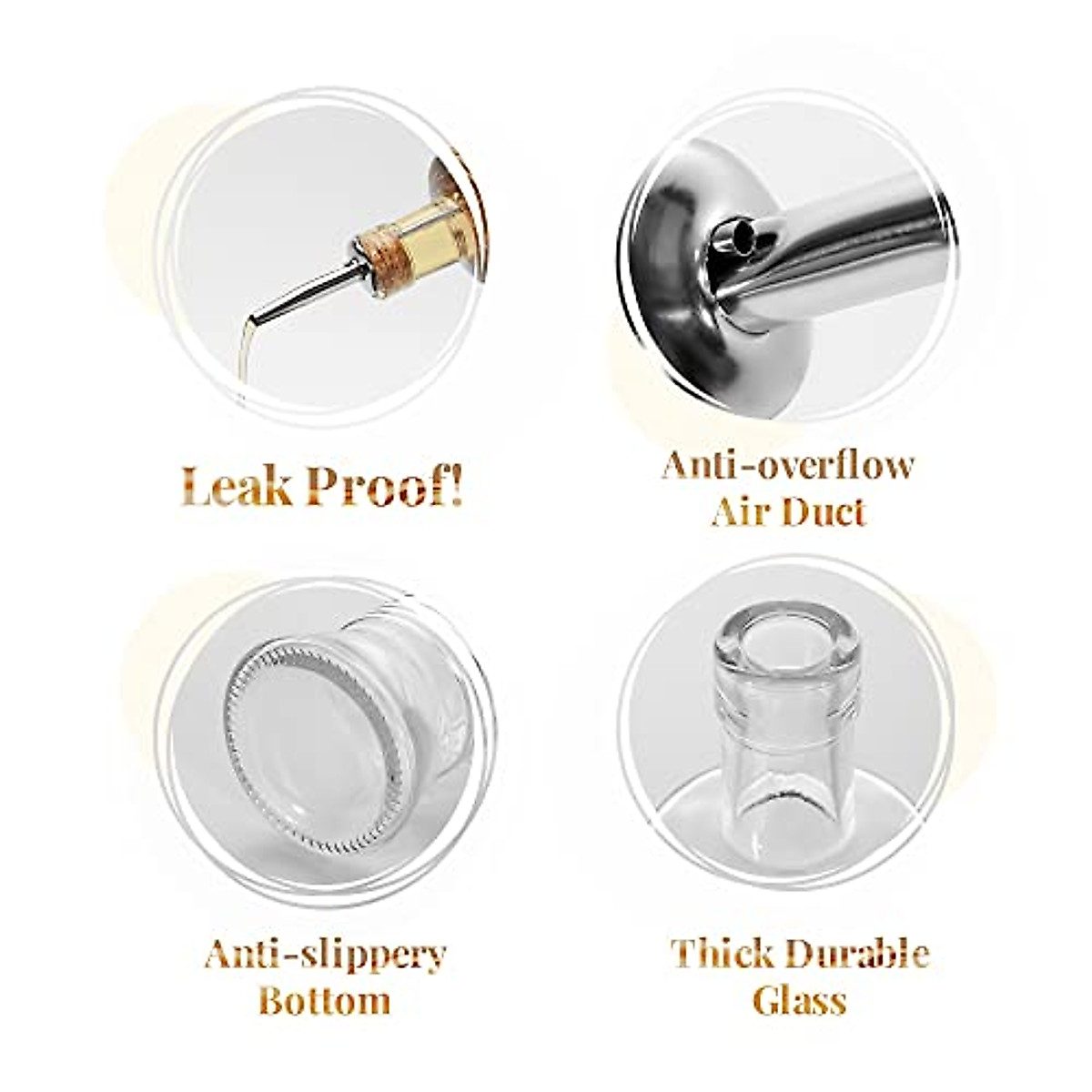 MosJos Oil and Vinegar Bottles 16.9oz - Authentic Mason Original Olive Oil Glass Bottle Set - Strong Stainless Steel Top with Cork Base, Beautiful Modern Design