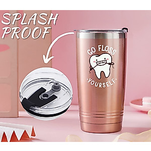 Dental Gifts for Dental Assistant, Dental Hygienist on Dental Assistants Recognition Week, National Dental Hygienists Week, Birthday and Christmas, 20oz Insulated Stainless Steel Tumbler - FLOSS
