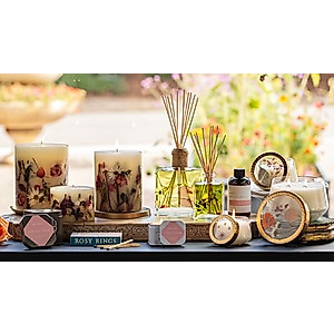 Rosy Rings Apricot Rose Round Botanical Candle - Aromatherapy Candles, Long Lasting Candles, Home Decor Candles (Medium)