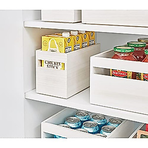 iDesign Renewable Paulownia Wood Collection Storage Bin with Handles, 10" x 5" x 6", White Wash