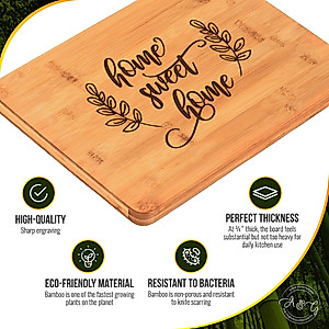 Engraved Cutting Board - Home Sweet Home: a Gift for Housewarming or as a Closing Gift from a Realtor, 8" by 12" Bamboo Cheese Board