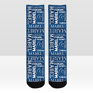 LoveHujiu Personalized Name Socks Funny Text Crew Sock Custom Birthday Christmas Gifts For Men Women Novelty Socks Darkblue