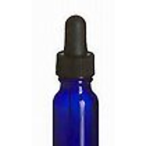 1/2 Oz (15 ml) Blue Boston Round Glass Bottle w/Dropper - Pack of 6