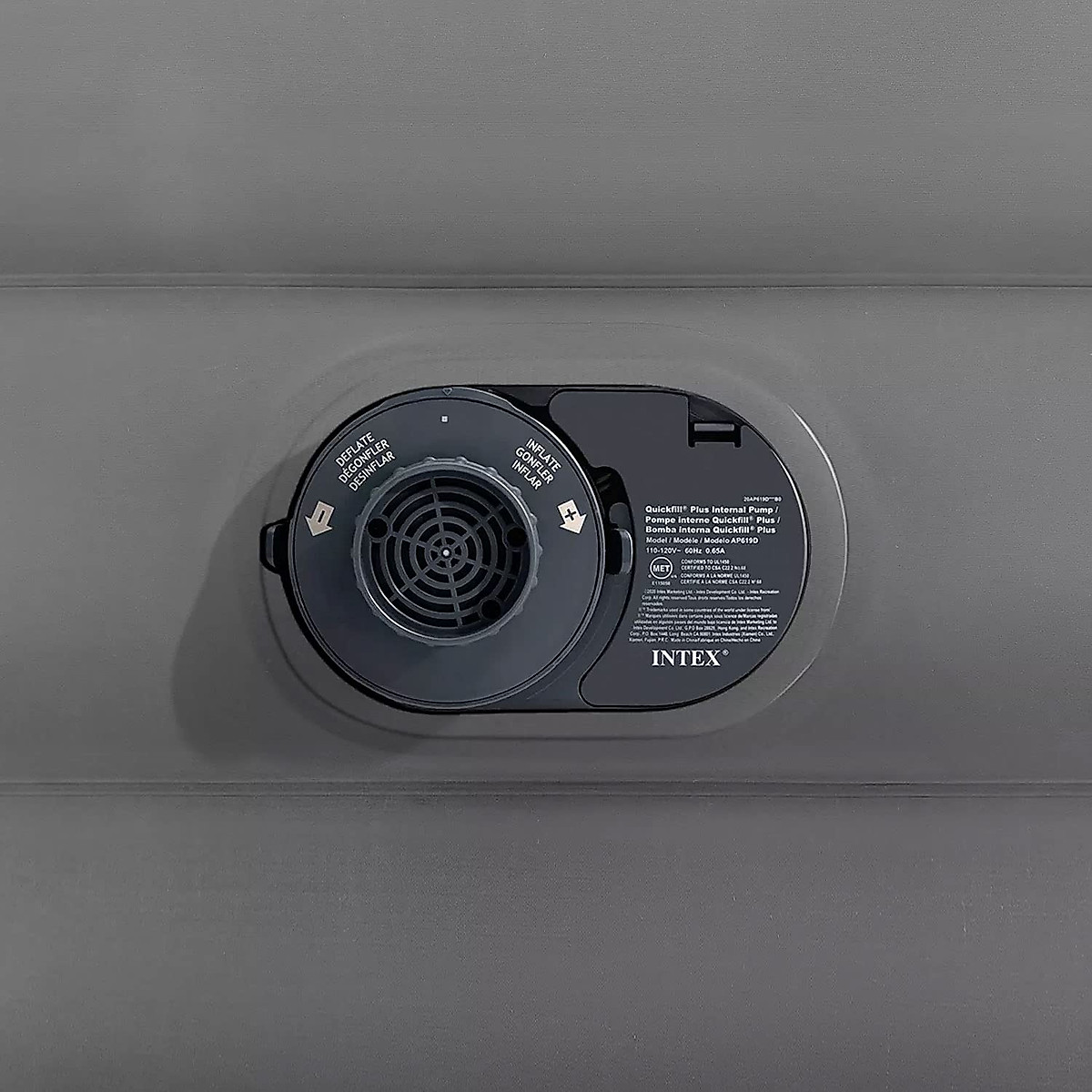 Intex 64095T TruAire Luxury Queen-Sized Air Mattress 18 Inch Tall Airbed with Built-in Air Pump and Carrying Storage Bag, Gray