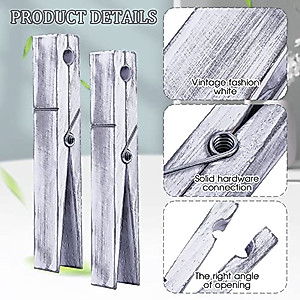 4 Pieces 12 Inches Jumbo Clothespin Wood Clips Rustic Clothes Pins Wooden Giant Clothespin Towel Holder Large Clothespins Wall Decor with Spring for DIY Crafts Wedding Farmhouse Bathroom Laundry Room