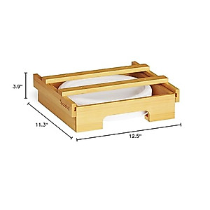 SpaceAid 10-inch Paper Plate Dispenser, Under Cabinet Bamboo Plates Holder, Kitchen Counter Vertical Plate Dipensers Holders Countertop Caddy (for 10 inches Plates, Bamboo)