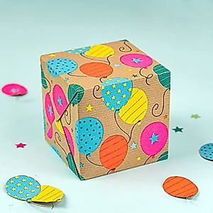 RUSPEPA Kraft Wrapping Paper Rolls - 17 inches x 10 feet per Roll, Total of 4 Rolls, Colorful Birthday