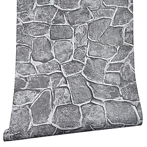 Yifely Grey Rock Stone Decorative Shelving Paper Vinyl Shelf Liner Living Room Wall Sticker Easy to Use 17.7inch by 9.8 Feet