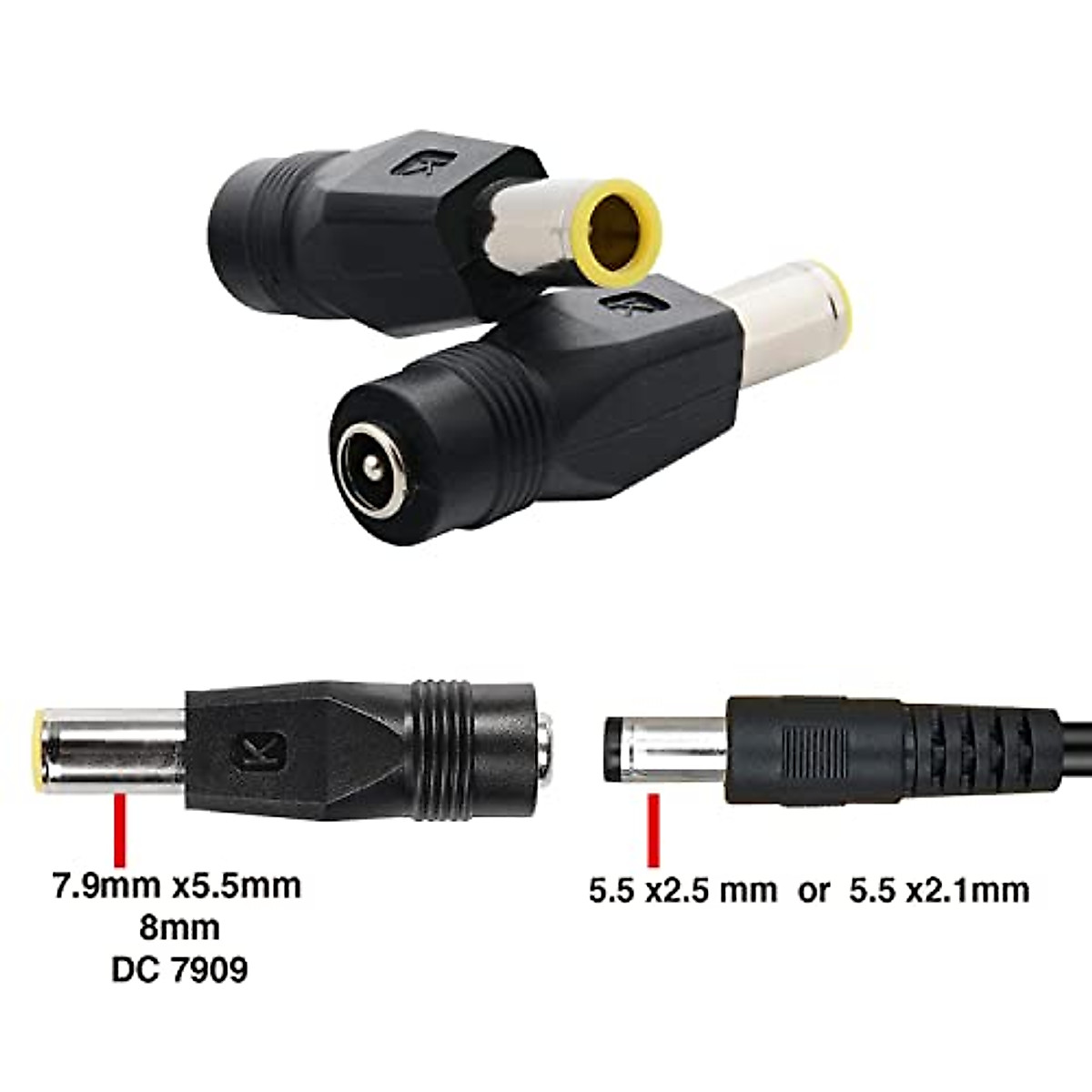 DC 8mm to DC 5.5mm Connectors Adapter for Jackery Ravpower Goal Zero X-Dragon Golabs Bluetti Milin Portable Backup Power Station Rechargeable Battery Pack Solar Generators - 1 set