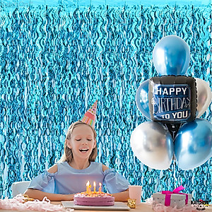 KatchOn, XtraLarge, Wavy Blue Foil Fringe Curtain - 3.2x6.4 Feet, Pack of 2 | Blue Water Streamer Backdrop for Beach Party Decorations | Under The Sea Party Decorations | Summer Decorations for Party