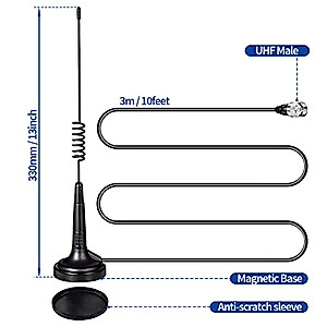 Bingfu CB Antenna 27MHz CB Radio Antenna Magnetic Base Handheld CB Antenna PL259 & BNC Male Compatible with Cobra Midland Uniden Maxon President Vehicle Car Truck Mobile CB Radio Handheld CB Radio