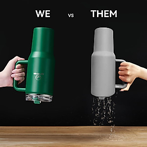 Gpeng 30/40/50 oz Tumbler with Handle, Water Bottles with Straw Lid, Insulated Stainless Steel Travel Mug Cup Holder Friendly, Keep Drinks Cold or Hot for Hours