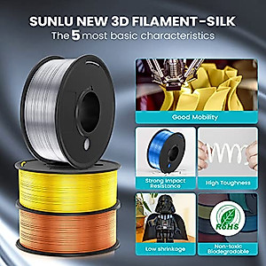 2500g 3D Printer Filament Bundle Multicolor, SUNLU Silk Filament&SUNLU META Filament, 10 Pack+8 Pack