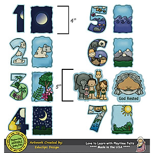 Days of Creation Bible Felt Set | 16 PRECUT & Ready to Play Colorful & Durable Bible Felt Figures for Toddlers, Preschool & Kindergarten | Reusable Bible Felt Board Stories