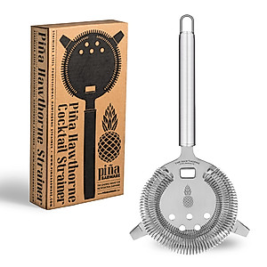 Piña Barware's The Hawthorne - Stainless Steel Commercial Hawthorne Cocktail Bar Strainer, Brushed Finish