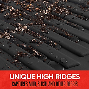 Motor Trend MT-921-BK FlexTough Tortoise - Heavy Duty Rubber Floor Mats for Car SUV Van & Truck - All Weather Protection - Deep Dish (Black)