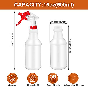 Eccliy 12 Pcs 16 Oz Plastic Spray Bottle, Empty and Reusable for Cleaning, Water, Auto Details or Bathroom and Kitchen, Commercial and Residential(Red)