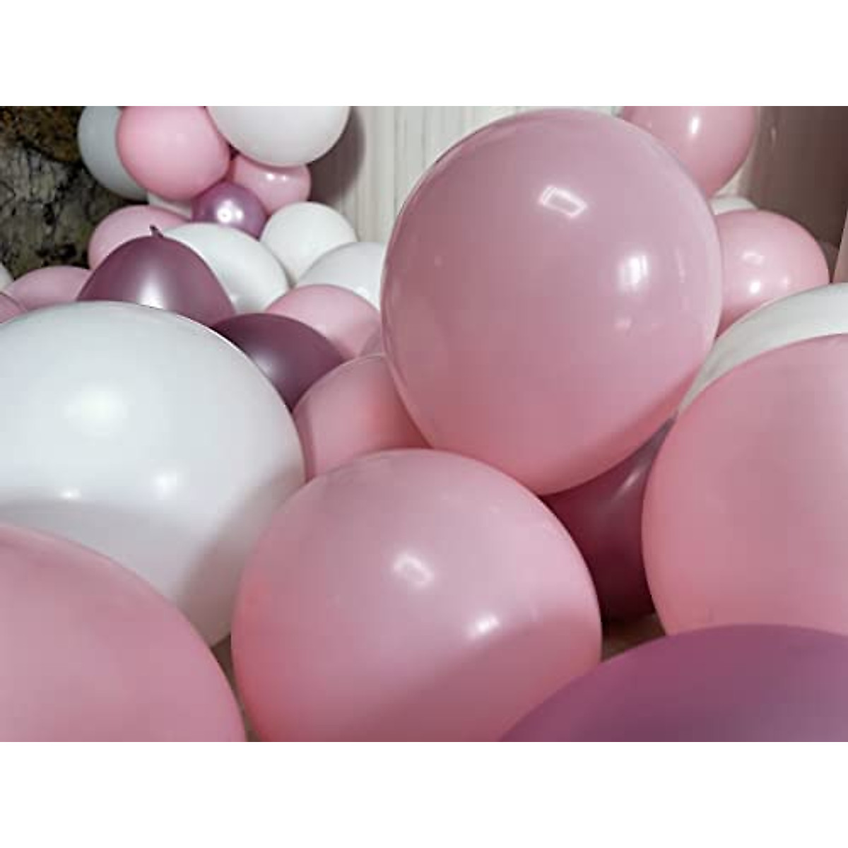 Pink and White Balloons 112PCS Light Pink Balloons White Confetti Metallic Rose Gold Balloons for Birthday Anniversary Party Decorations