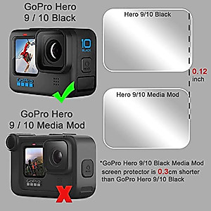 FitStill Screen Protector for GoPro Hero 11/10 / 9 Black, Ultra lear Tempered Glass Back Screen Protector + Tempered Glass Lens Protector+Tempered Glass Front Screen Protector+Lens Cover - 2 Packs