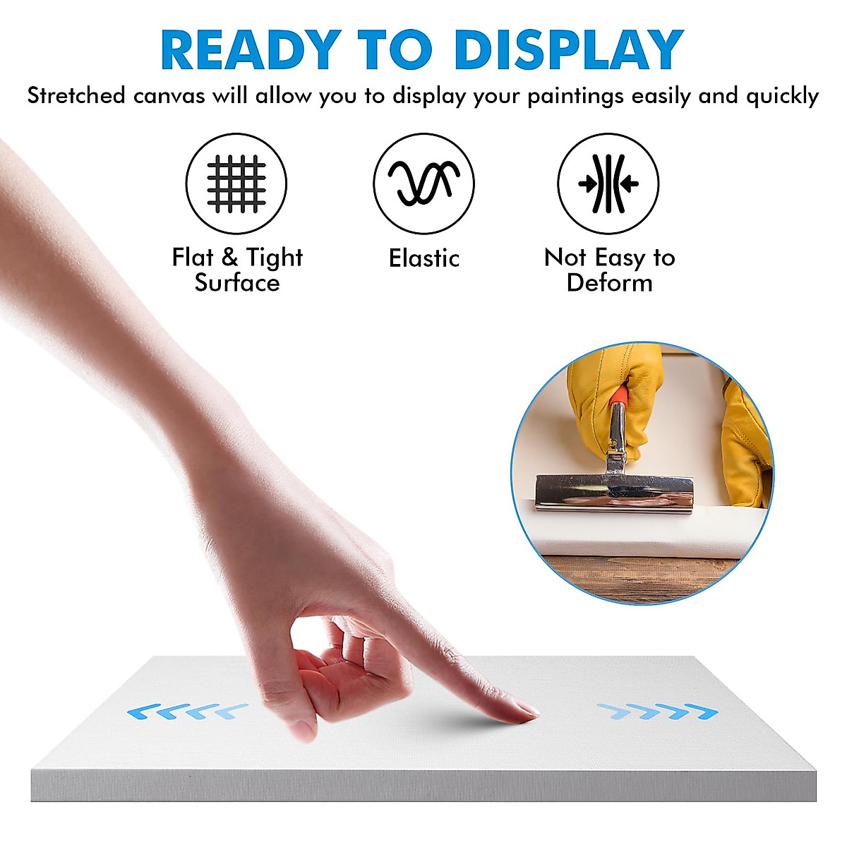 GOTIDEAL Stretched Canvas, Multi Pack 4x4", 5x7", 8x10",9x12", 11x14" Set of 10, Primed White - 100% Cotton Artist Canvas Boards for Painting, Acrylic Pouring, Oil Paint Dry & Wet Art Media