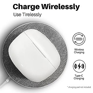 OMK Wireless Bluetooth Earbuds, Wireless Bluetooth Headphones 60H Playback and Wireless Charging Battery Case Waterproof IPX5 Earbuds Bluetooth Stereo Cancelling Earphones for iPhone Android (White)