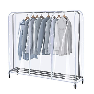SIWUTIAO Garment Rack Cover,5Ft Transparent PEVA Clothing Rack COVER ONLY, Clear Clothes dustproof Waterproof Cover