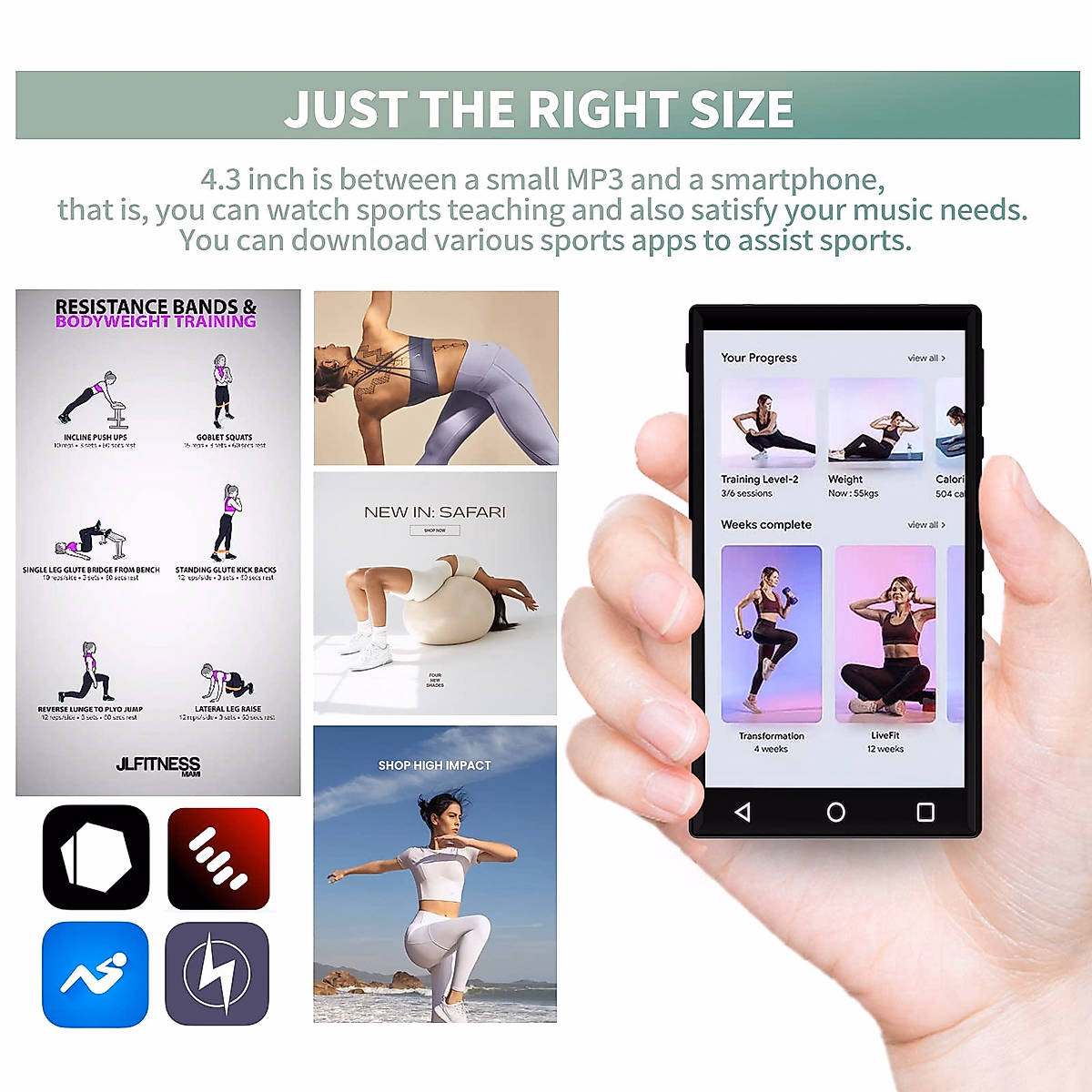 4.3" MP3 Player with Bluetooth and WiFi, Android Streaming Music Player with Spotify, Portable HiFi Sound Walkman Digital Audio Player with Speaker,Mp4 Player with Play,Support APP Download