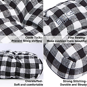 Big Hippo Chair Cushion Buffalo Check Chair Pad for Indoor/Dining/Kitchen Chairs Seat Cushion with Ties Tufted Chair Cushion Pad 17"x17" (1 Pack, Black and White Plaid)