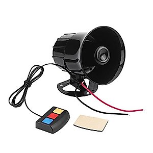 Motorcycle Alarm Horn, 12V 30W Car Motorcycle Alarm Warning Siren Horn 3 Sound Loud Speaker, Black