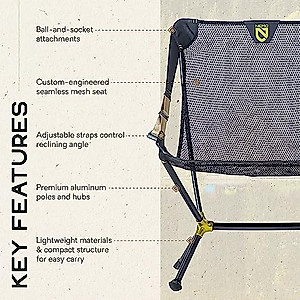 NEMO Moonlite Reclining Camp Chair | Portable Backpacking and Camping Chair with Adjustable and Foldable Options, Black Pearl