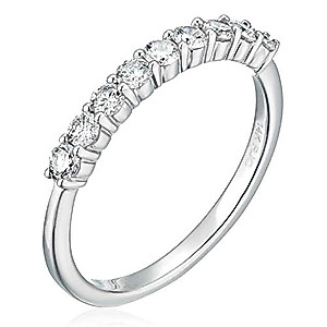 VIR JEWELS 1/2 carat (ctw) Diamond Wedding Anniversary Band for Women, Round Diamond Engagement Ring 14K White Gold 9 Stones Prong Set 0.50 cttw, Size 9