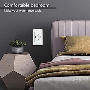 Dual USB Wall Outlet, White 2 Electrical AC Outlets Power Outlet Panel Plate Dock Station Socket, Pack of 1