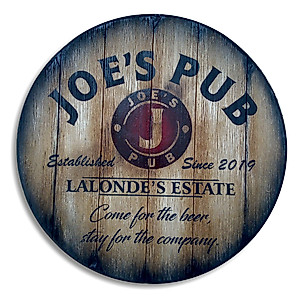 Personalized Table Top Inspired by Old Whiskey & Wine Barrel Lids, Custom Gifts for Men, Rustic Living Room Home Bar Man Cave Wood Furniture, Size 16/20/24/30/36/40/42/46 Inch