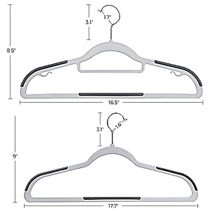 SONGMICS 50-Pack Coat Hangers and Set of 30 Shirt Hangers Bundle, Plastic Hangers, Non-Slip, Durable, Light and Dark Gray UCRF50G and UCRP20G30