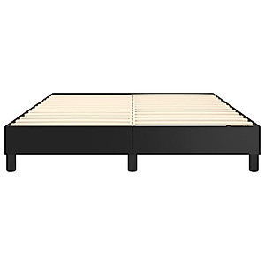 vidaXL Box Spring Bed Frame Home Indoor Bedroom Bed Accessory Wooden Upholstered Double Bed Base Furniture Black 53.9"x74.8" Full Faux Leather