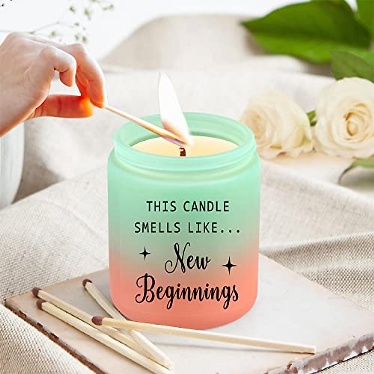 SOGLIM New Beginnings Candle, New Job Gifts for Women - New Beginnings Gifts for Women - Break Up Gifts - Graduation Gift Ideas, Divorce Gifts, House Warming Gifts, Congratulation Gifts for Women