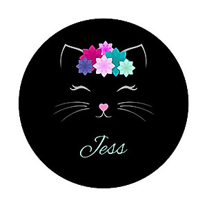 Jess Name Gift Personalized Kitty Cat PopSockets Grip and Stand for Phones and Tablets