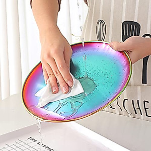 Plate and Bowl Sets, Stainless Steel Rainbow Dishes Bowls Mugs Kitchen Dinnerware Set Service for 4 (Rainbow, 9 inch plate/5.1 inch bowl/cups)