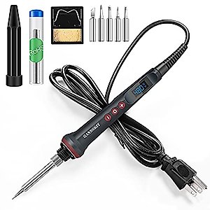 Electronics Soldering Iron Kit, [Upgraded] Soldering Iron 110V 90W LCD Digital Portable Soldering Kit 180-480℃(356-896℉), Welding Tool with ON/OFF Switch, Auto-sleep, Thermostatic Design