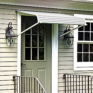 NuImage Awnings 48425 Series 2500 Aluminum Door Canopy with Support Arms, 48 inches Wide, White