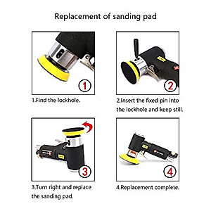 Updated 2inch 3inch Mini Air Sander Mini Orbital Air Sander Air Dual Action Sander Air Polisher Kit for Auto Body Work (Red 2''3''air sander)