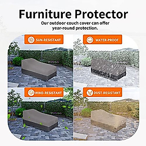 Easy-Going Waterproof Outdoor Chaise Lounge Cover, Heavy Duty Patio Lounge Chair Cover, Windproof Outdoor Furniture Cover with Air Vent 1 Pack-78Wx35.5Dx33H inch, Gray/Dark Gray